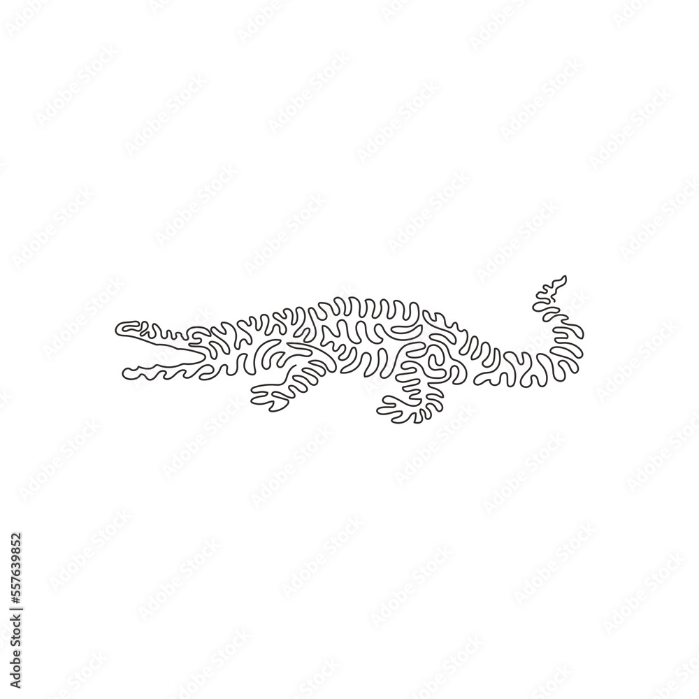 Continuous curve one line drawing of alligator curve abstract art ...