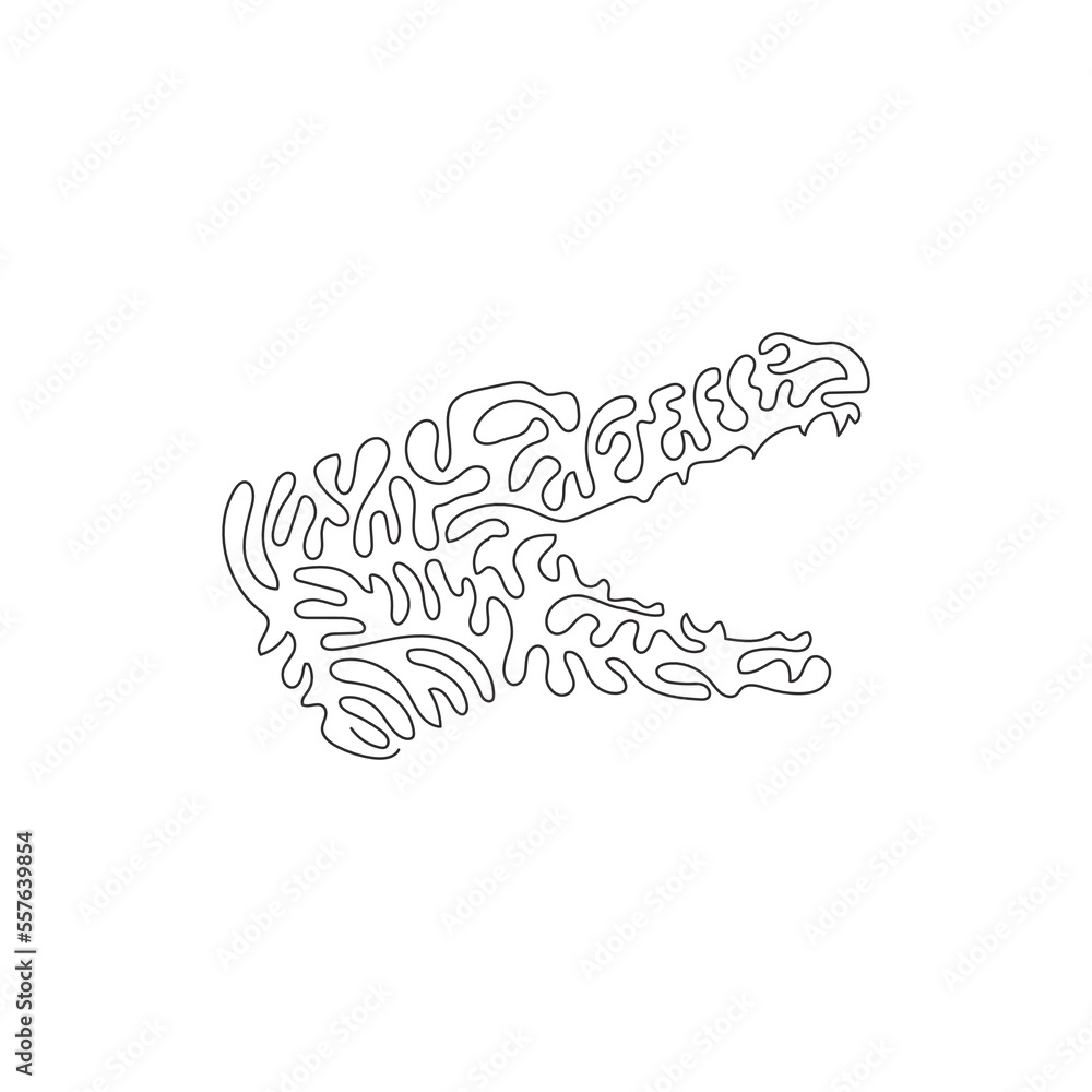 Single one line drawing of the predator reptiles abstract art ...
