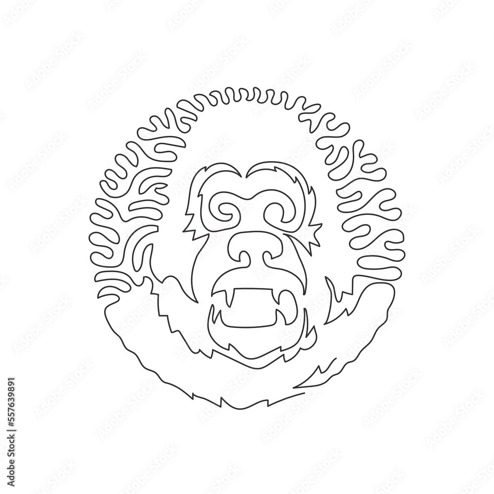 Continuous curve one line drawing of genus of primates art. Continuous ...