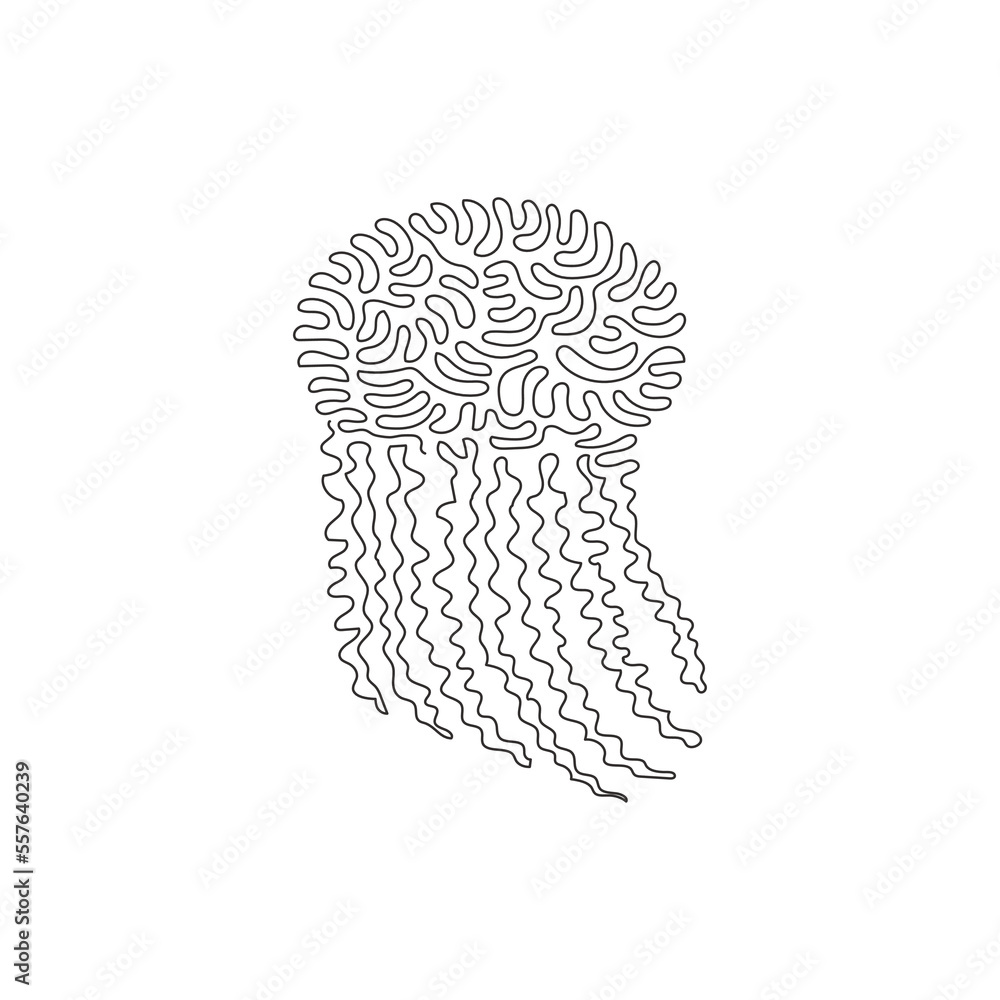 Continuous curve one line drawing of invertebrates creature curve ...