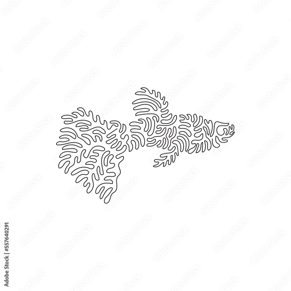 Continuous curve one line drawing of cute tiny tropical fish curve ...