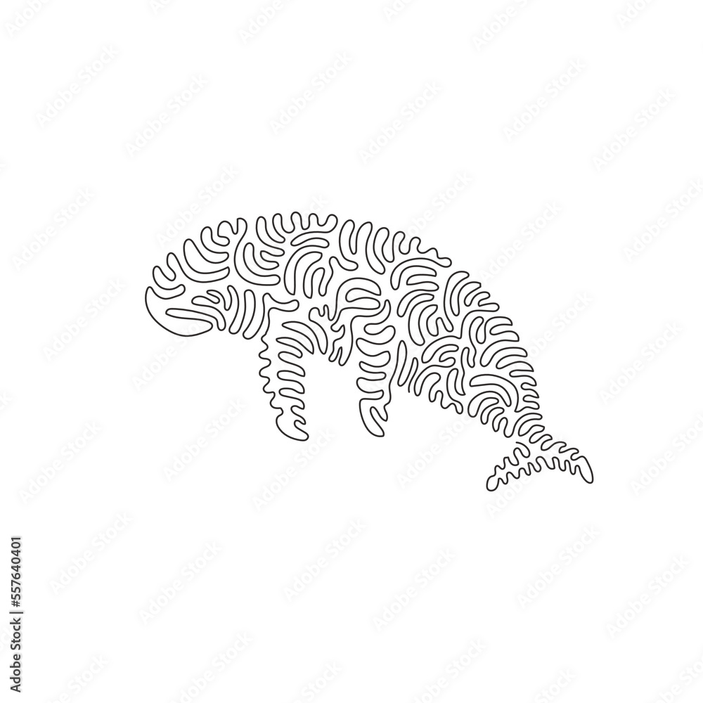 Continuous curve one line drawing of cute marine mammal curve abstract ...