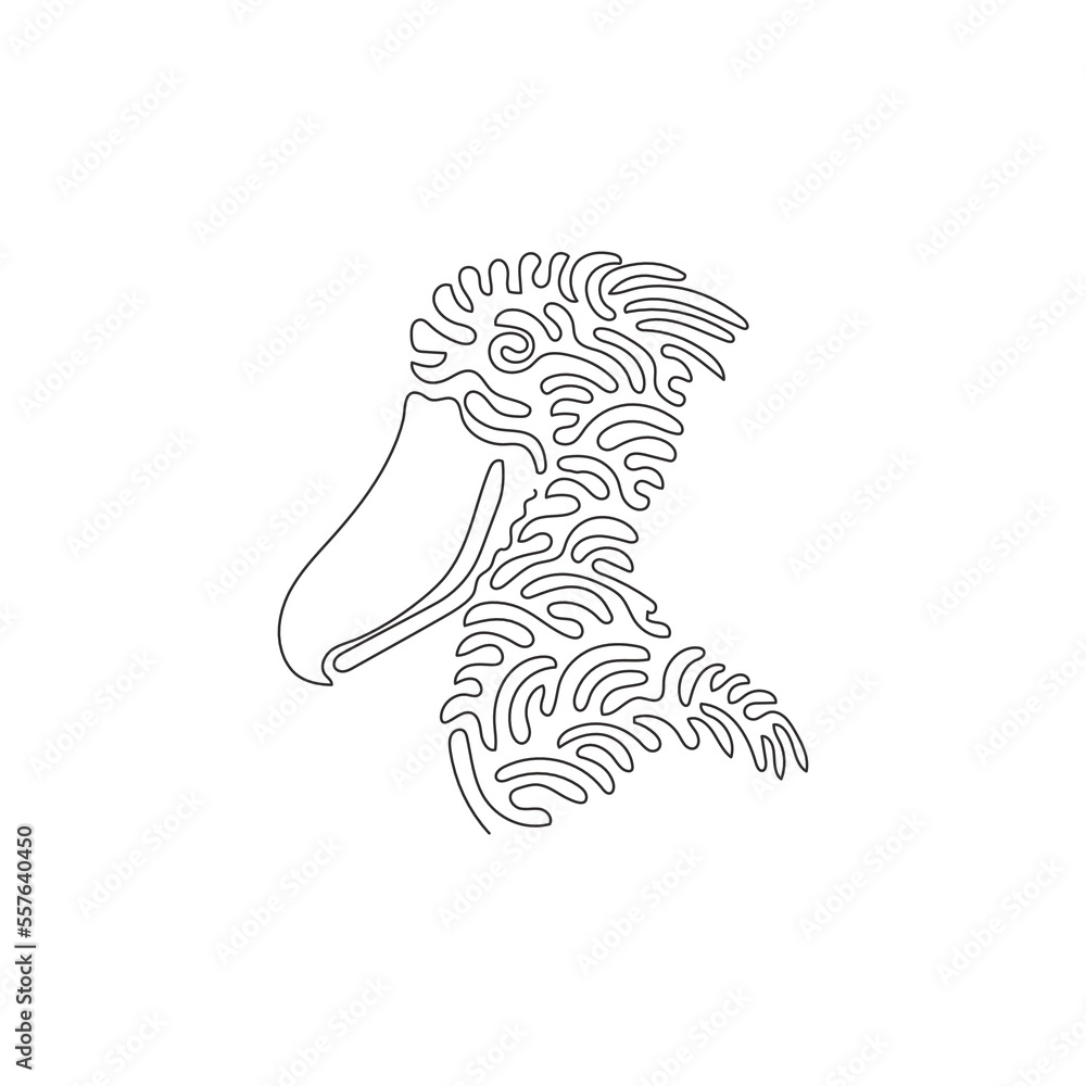 Continuous curve one line drawing of very large long legged bird curve ...