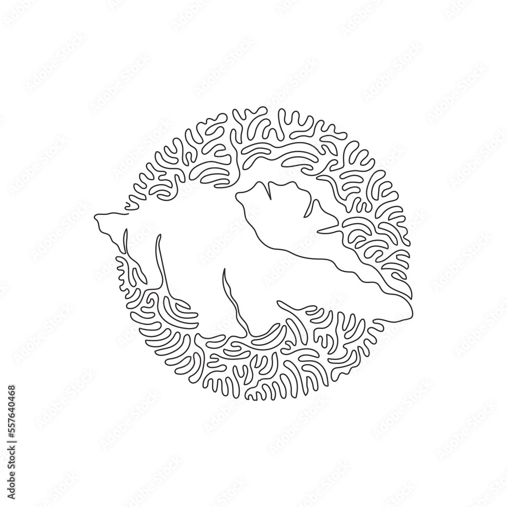 Continuous One Curve Line Drawing Of Empty Seashells Abstract Art In Circle Single Line