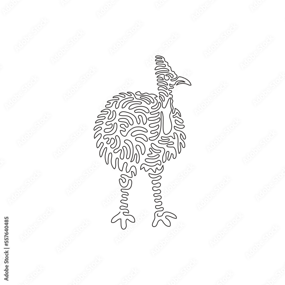 Continuous Curve One Line Drawing Of Cute Flightless Bird Curve Abstract Art Single Line