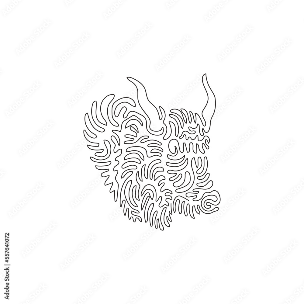Continuous Curve One Line Drawing Of Cute Yak Curve Abstract Art Single Line Editable Stroke