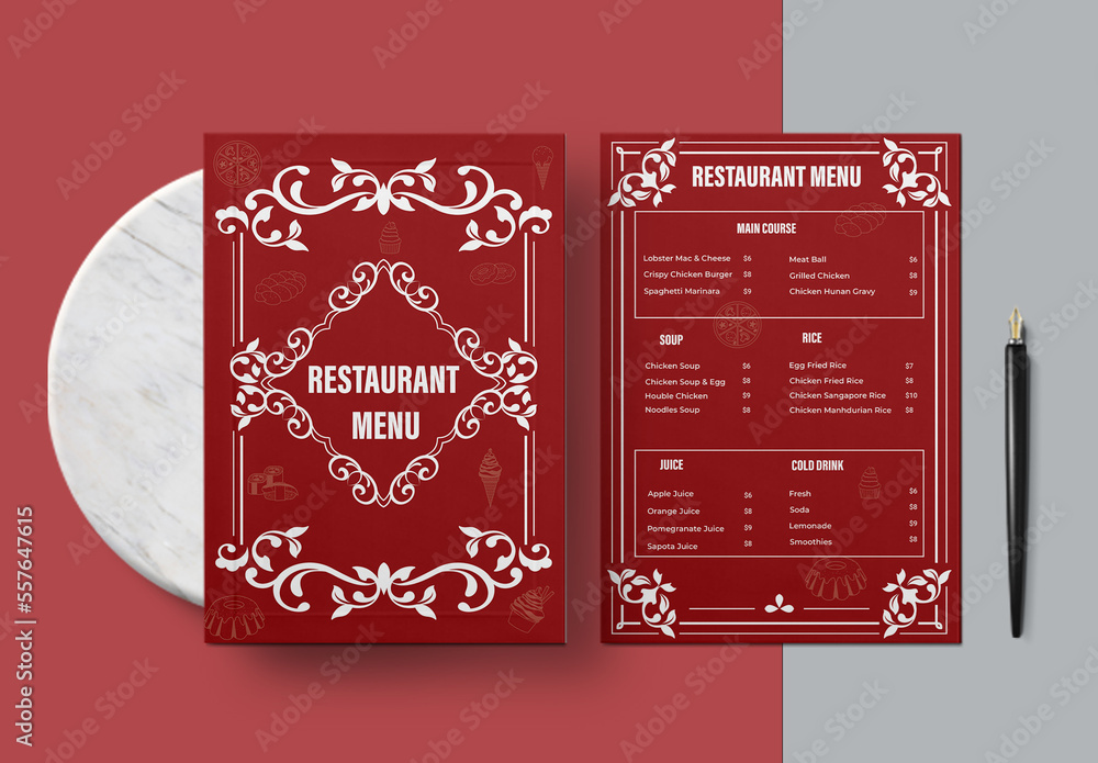 Food Menu Double Side Template Stock Template | Adobe Stock