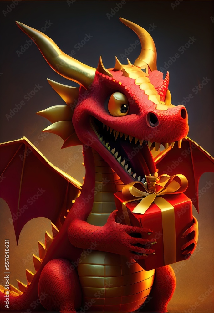 Red and Gold Dragon - The male Yang element in Chinese culture, this ...
