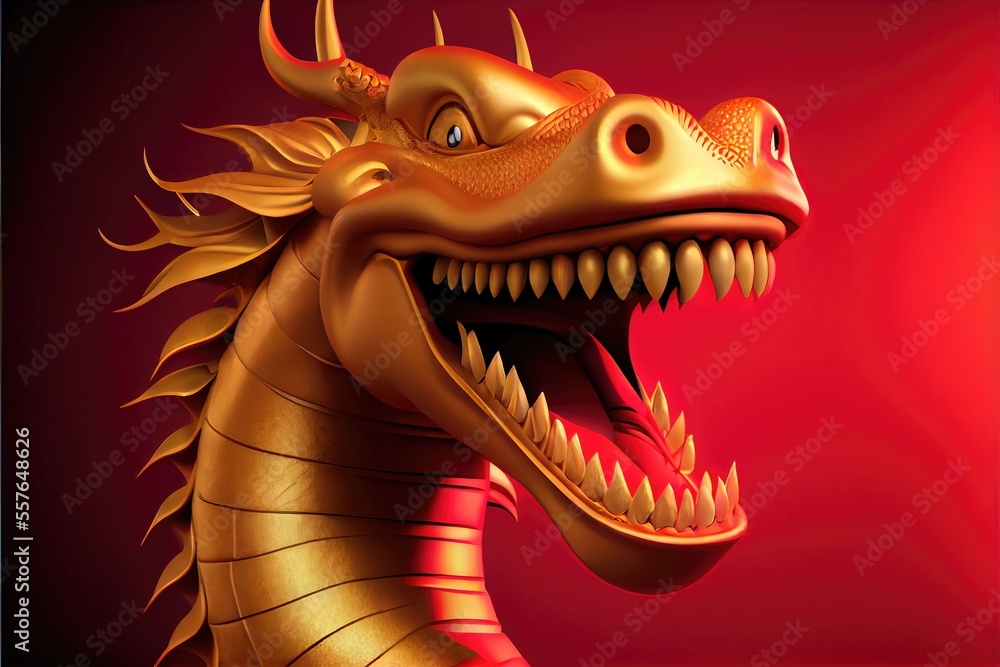 Red and Gold Dragon - The male Yang element in Chinese culture, this ...