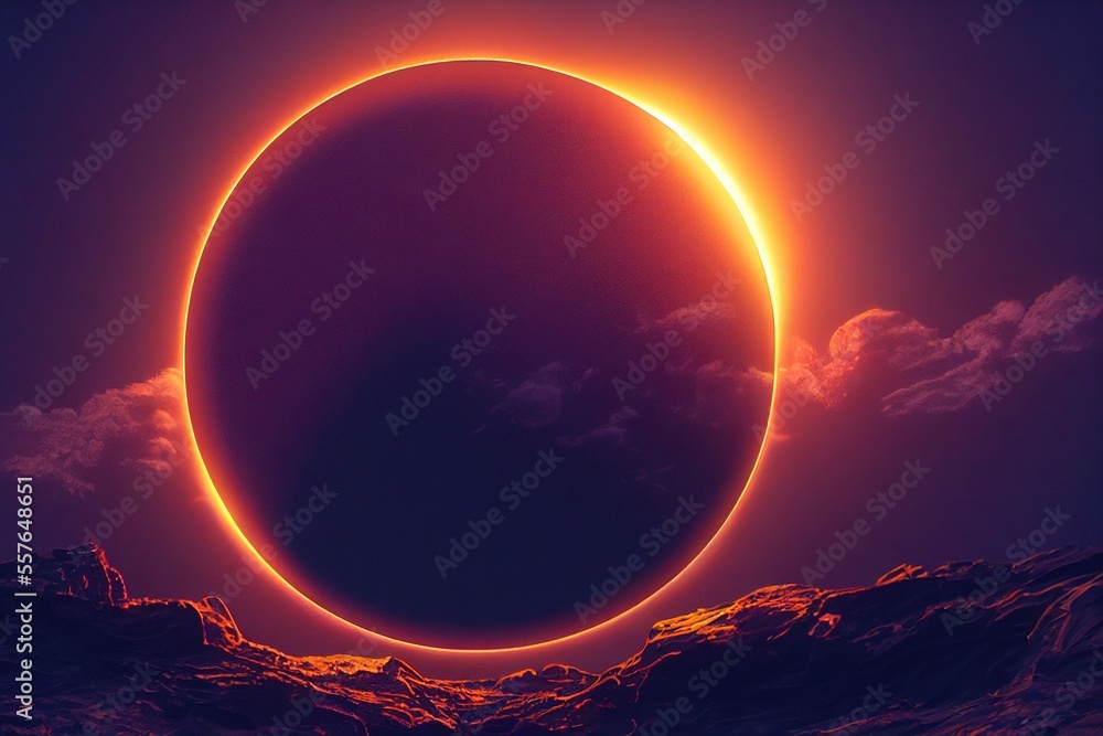 Solar Eclipse - generative AI image of a solar eclipse. This natural ...
