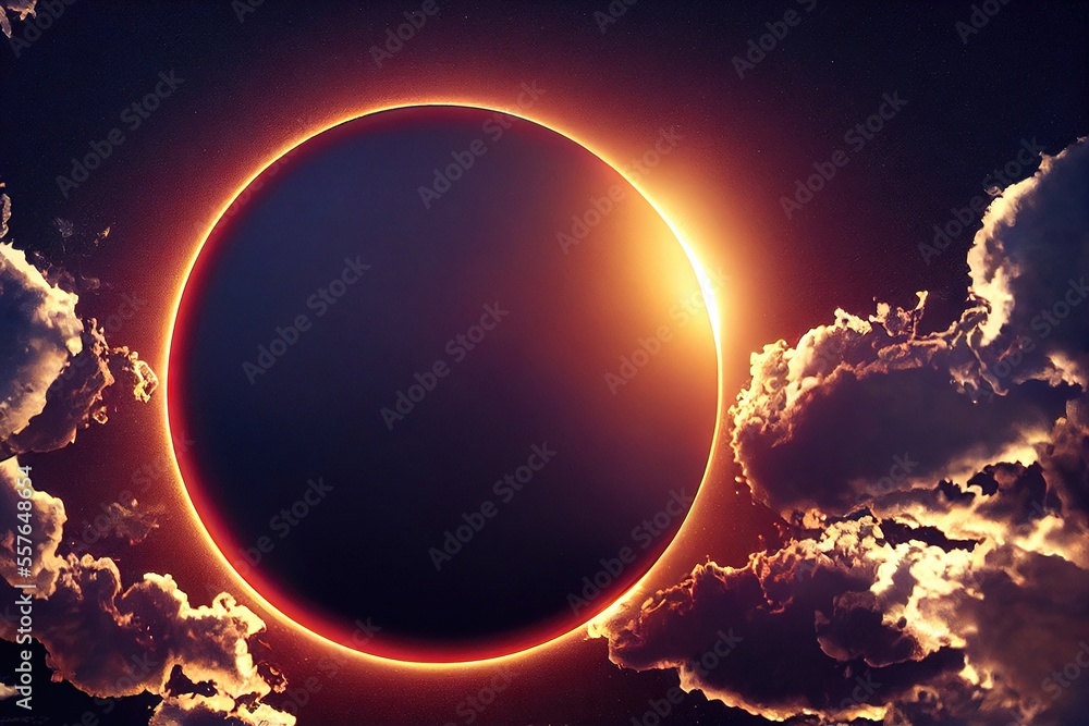 Solar Eclipse - generative AI image of a solar eclipse. This natural ...