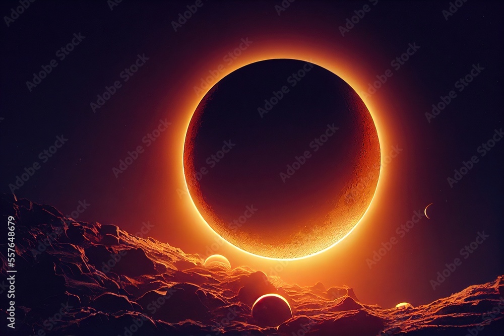 Solar Eclipse - generative AI image of a solar eclipse. This natural ...