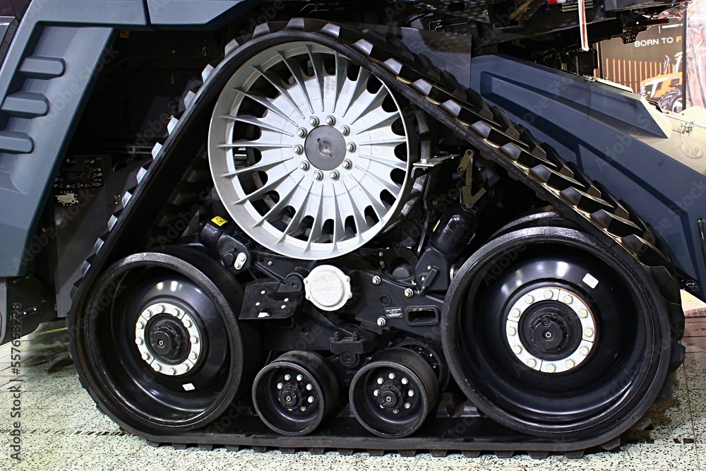 Detail of track on half-track soil compaction reducing large scale ...