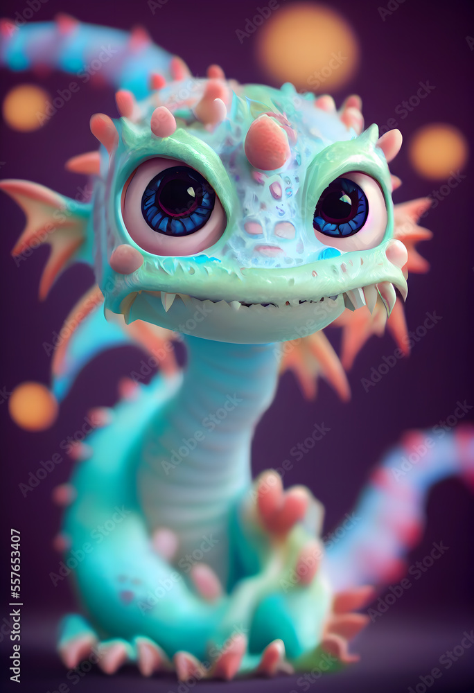 Pixar style mini dragon Stock Illustration | Adobe Stock