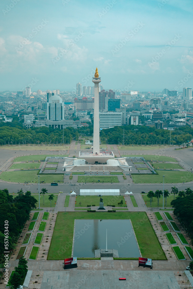 daytime view of the National Monument (Monas) next to the Istiqlal ...