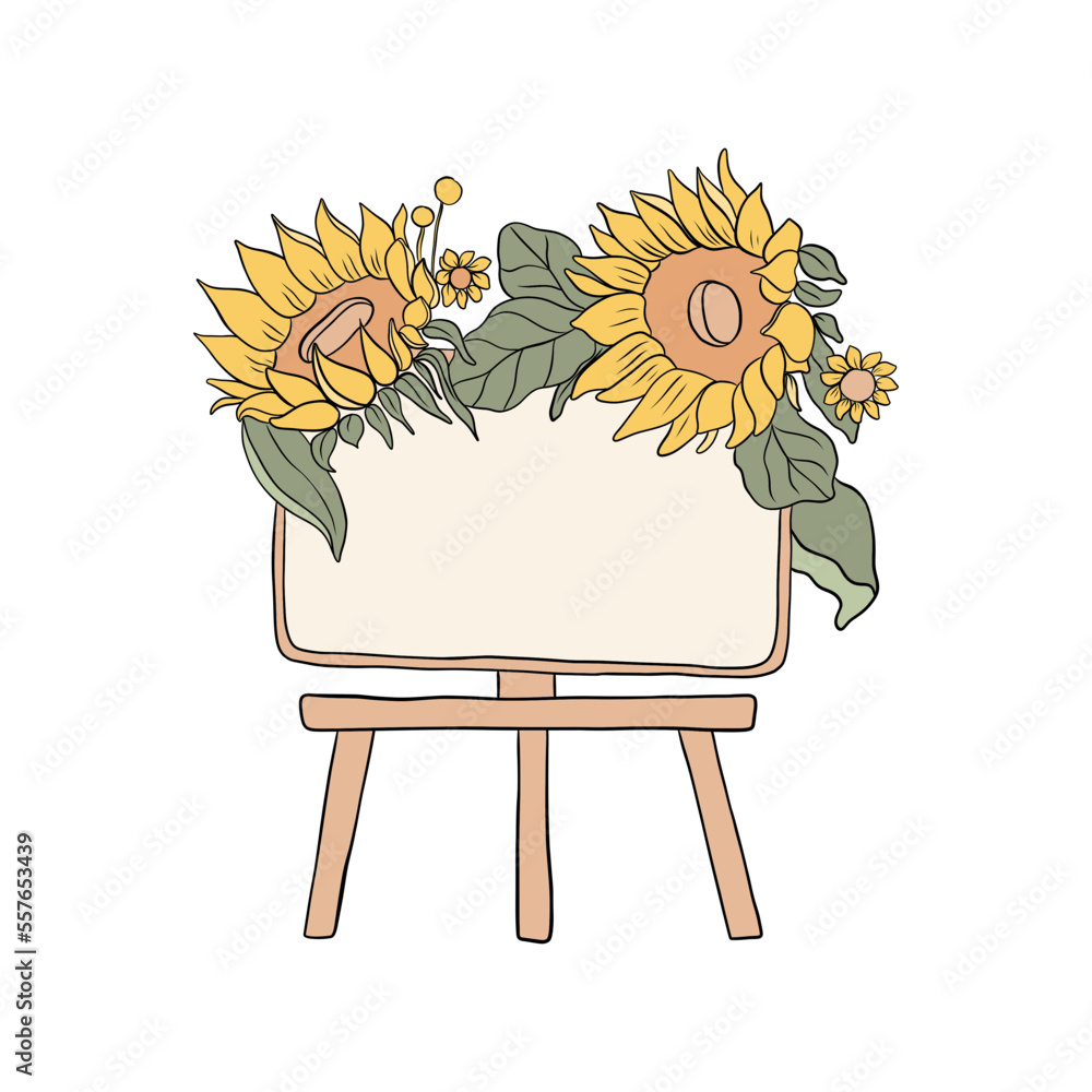 sunflower wooden sign Stock Vector | Adobe Stock