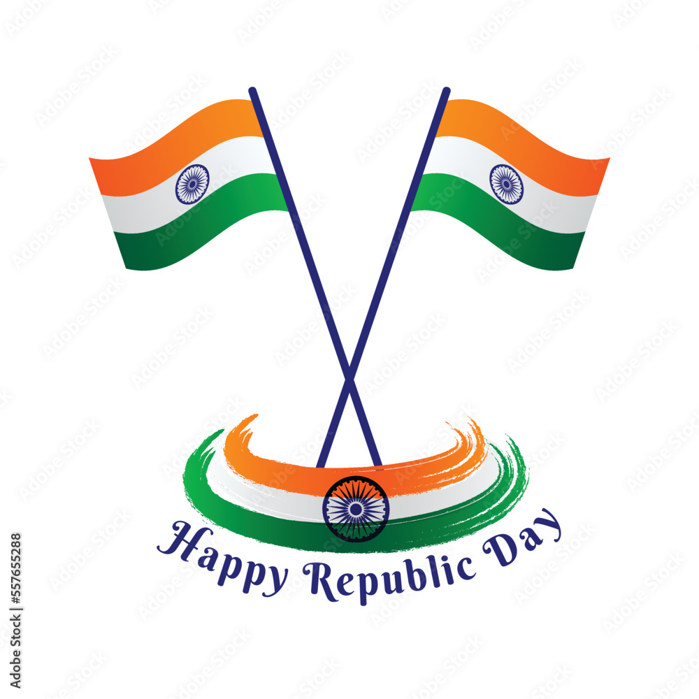 Illustration of India Flag, Double Flag Stand, Beautiful Minimal Grungy ...