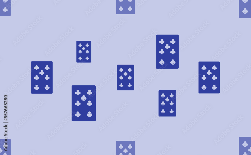 Seamless pattern of large isolated blue seven of clubs playing cards ...