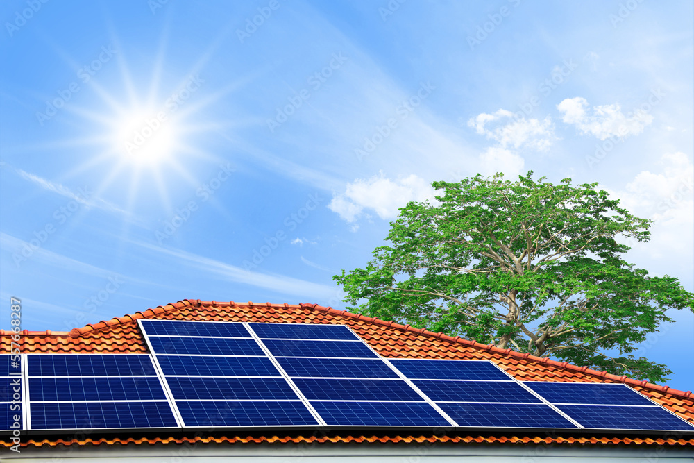 Foto de Solar panels on the roof,energy of natural ,Solar cells energy ...