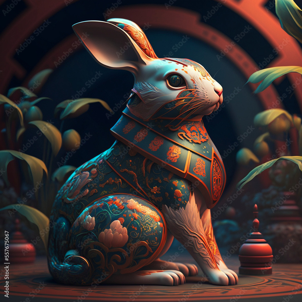 ai generated art of chinese new year of rabbit mockup design ...