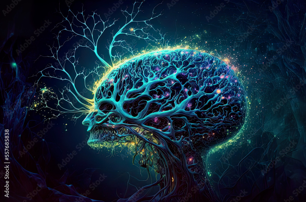 Brain connecting to the outworld, connection with the universe ...