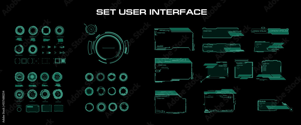 Big Set Green Vector Elements For Graphical User Interface Dialog Frames With Callouts Circles