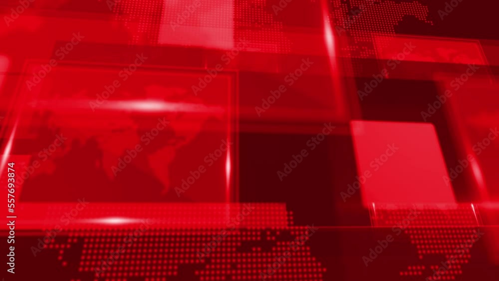 Red background Global earth map rotating digital world breaking news ...