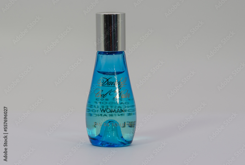 Aachen February 2021: Close-up of a miniature perfume The classic ...