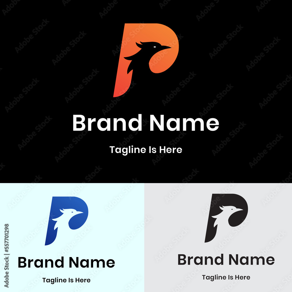 Letter p with phoenix concept logo Stock Vector | Adobe Stock