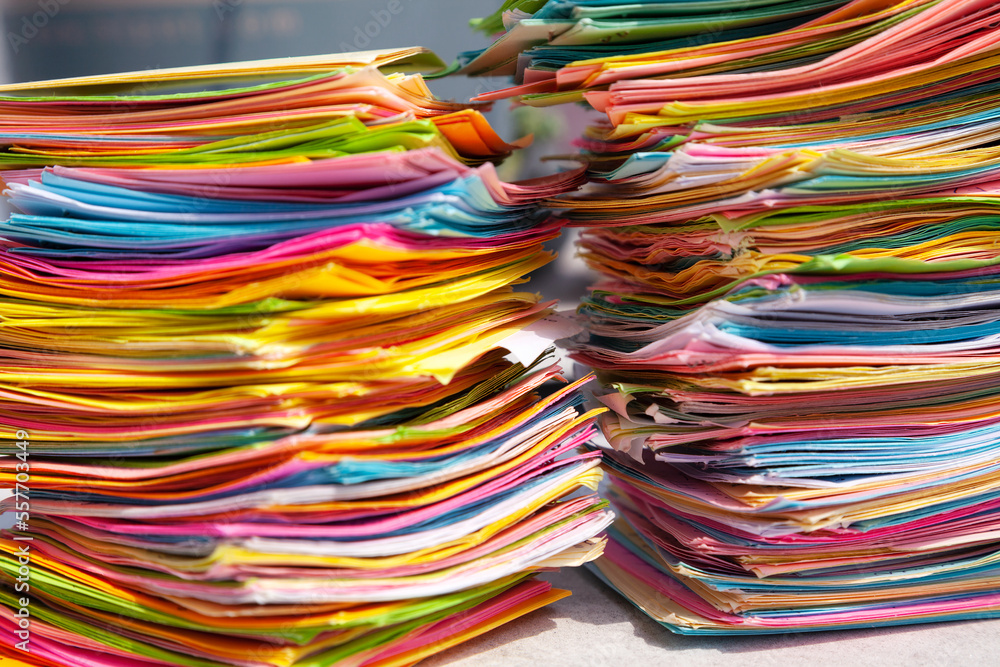 Multicolor Memo Notes With Tasks Stored Chaotically In 2 Stacks Work Overflow Represented By A