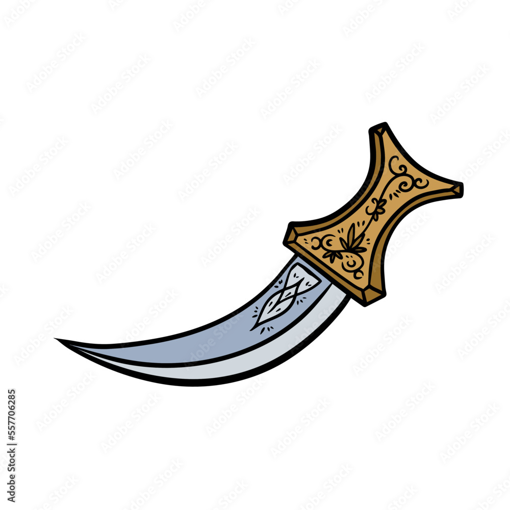 Arab dagger with curved blade. Omani culture and weapons. Yemeni knife ...