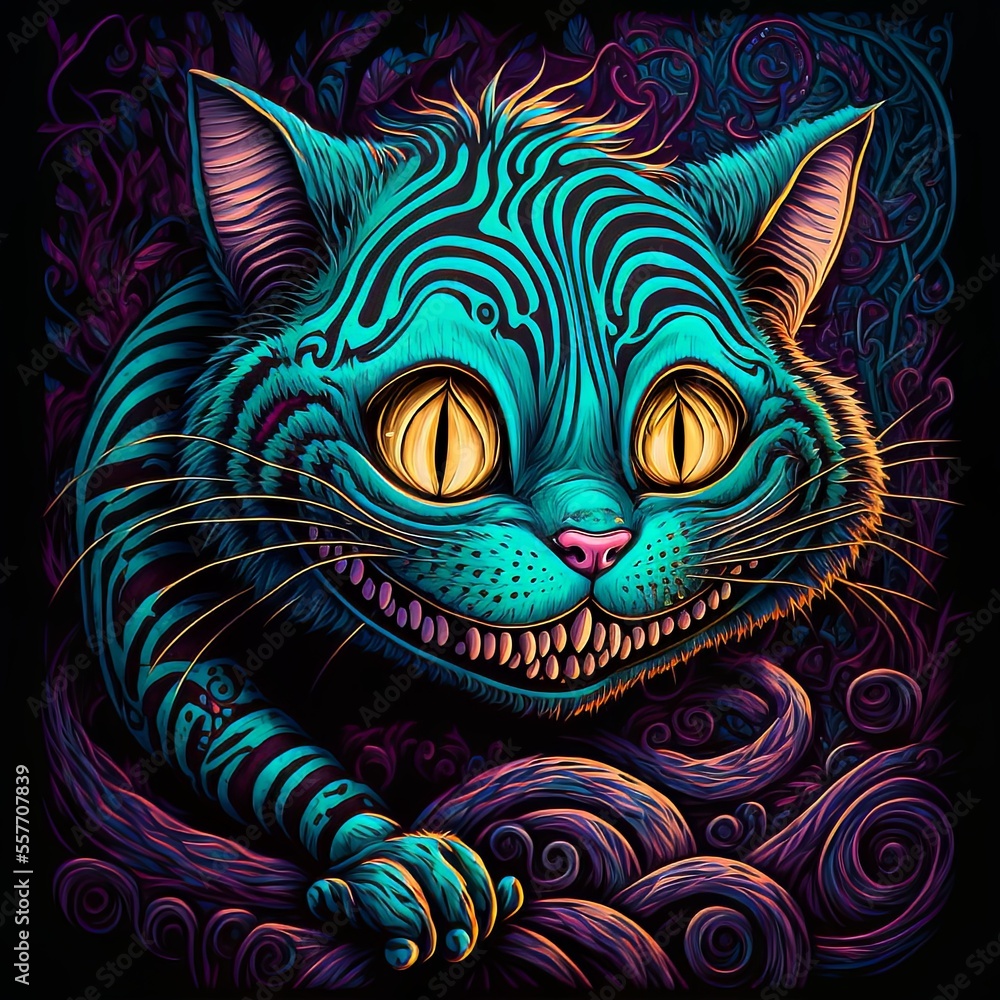 AI generated illustration of a Cheshire Cat. Scary character design ...