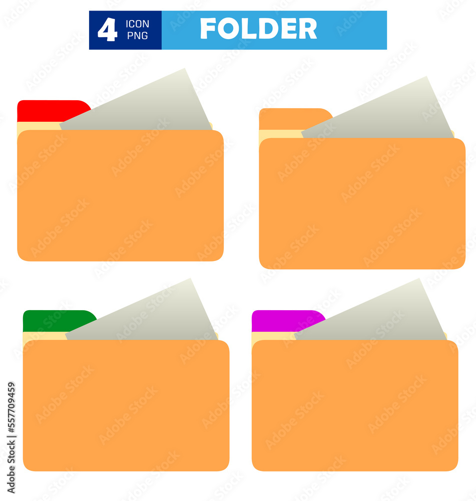 File folder icon set. Design for app, logo etc. png fILE ISOLATO Stock ...