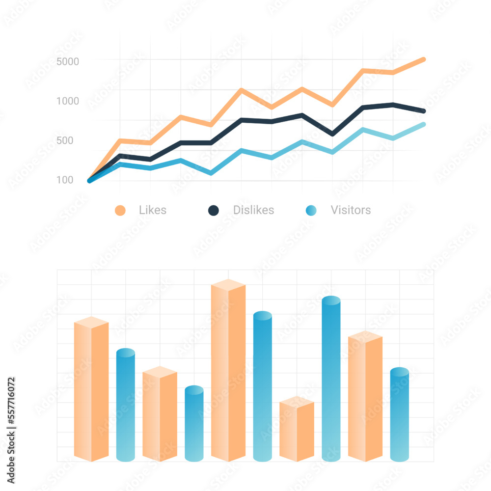 Graphic charts. Infographic statistic bars and diagrams for data ...