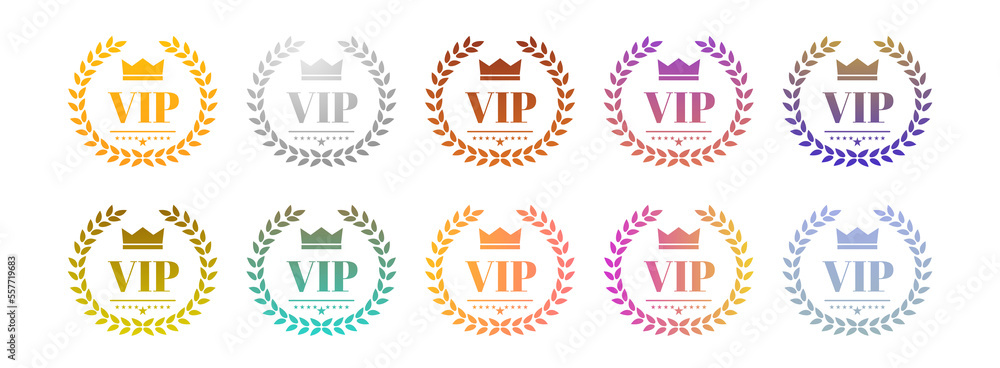 Set of VIP badges gold, silver and bronze color badges PNG illustration ...