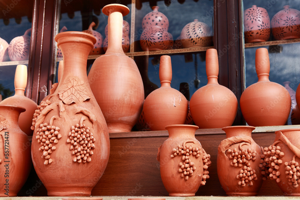 Turkish Pottery on display in Cappadocia Stock Photo | Adobe Stock