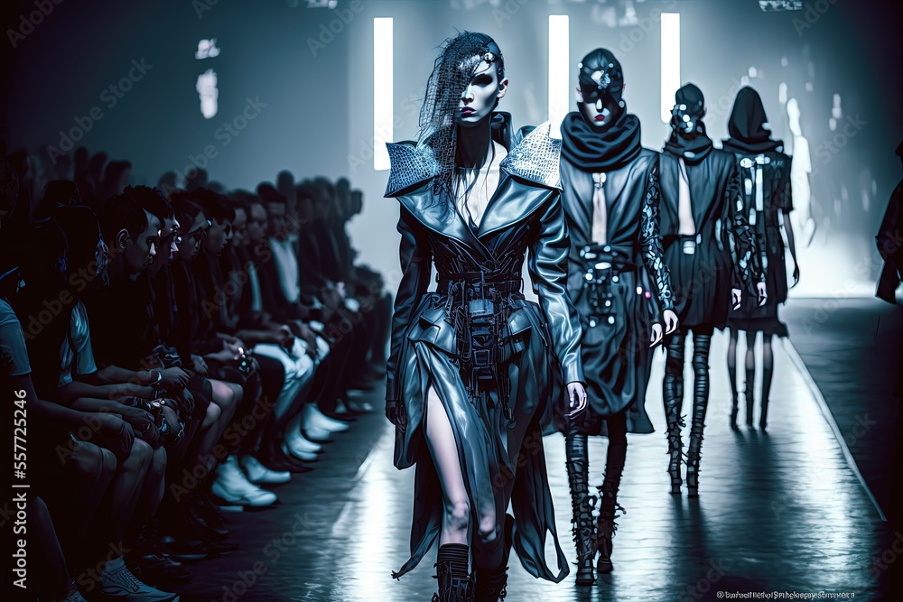 Futuristic Fashion Show With Beautiful Women Model And Futuristic