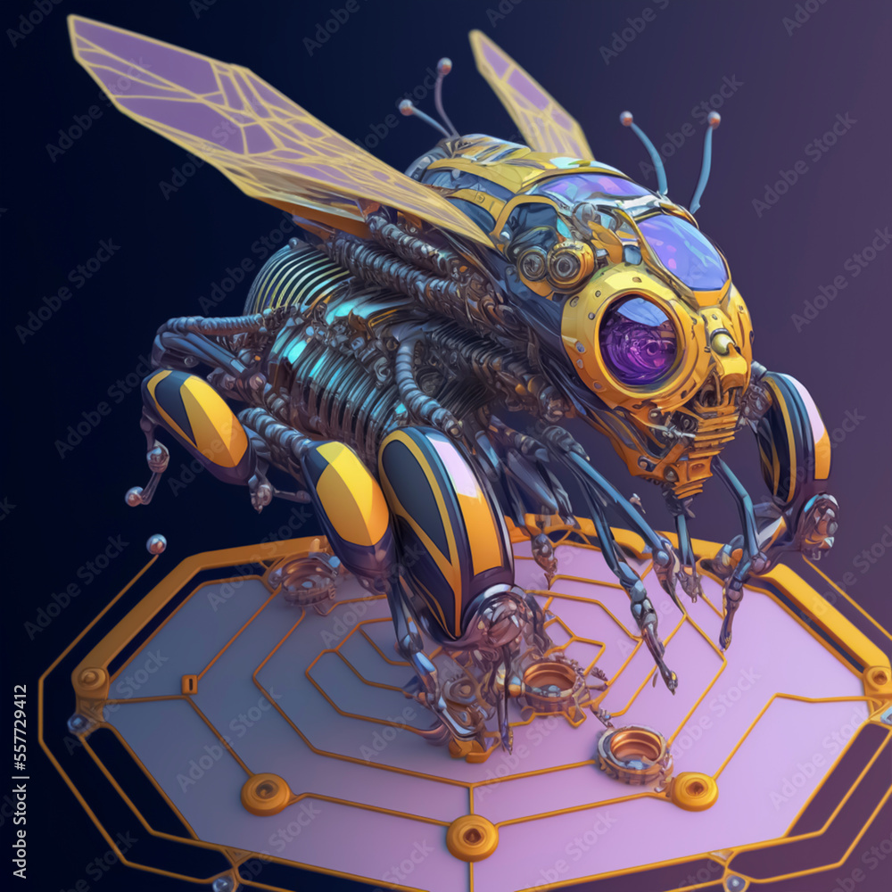 very detailed and cool bee robot design. Stock Illustration | Adobe Stock