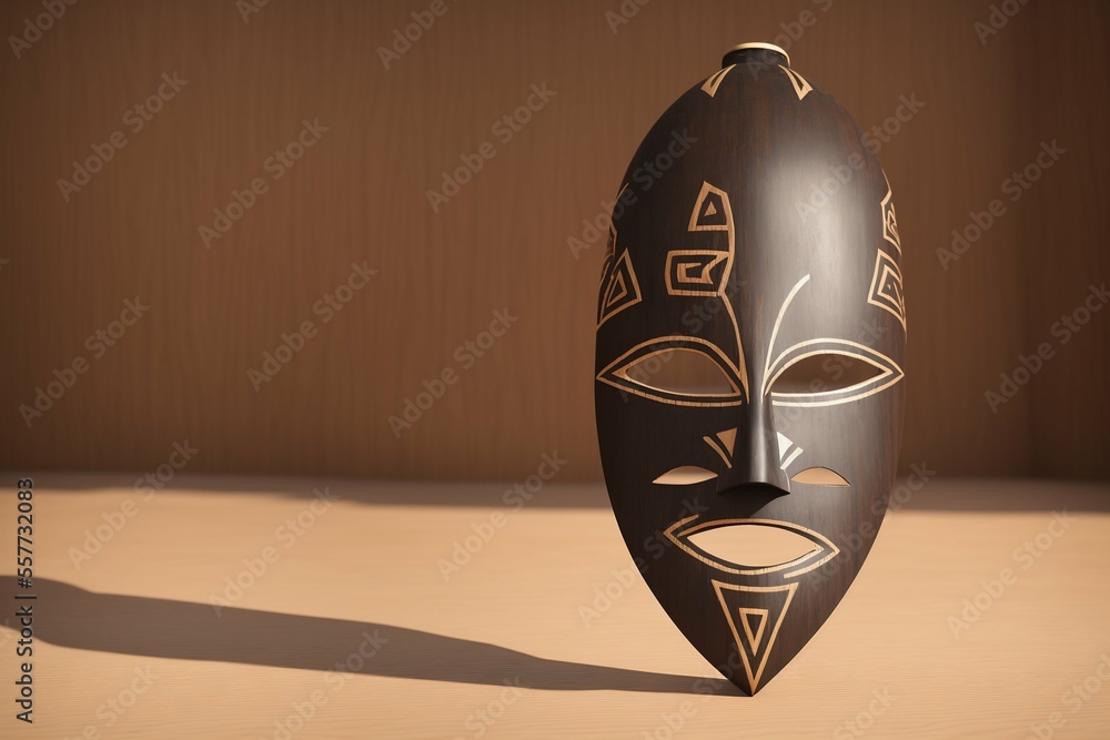 Ceremonial African mask, background, wallpaper, banner with space for ...