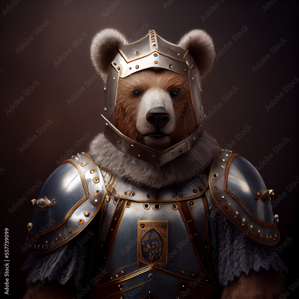 Brown bear in medieval armor, generative ai Stock Illustration | Adobe ...