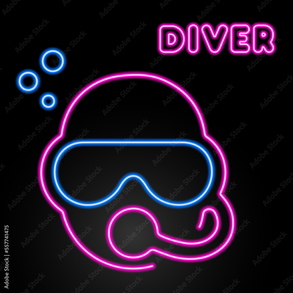 diver neon sign, modern glowing banner design, colorful modern design ...