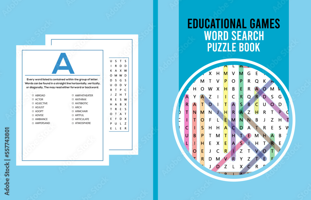 Educational Game Word Search Puzzle Book Stock Vector | Adobe Stock