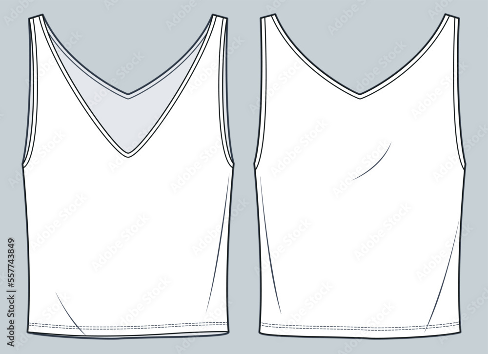 Cropped Tank Top technical fashion illustration. Tank Top technical ...