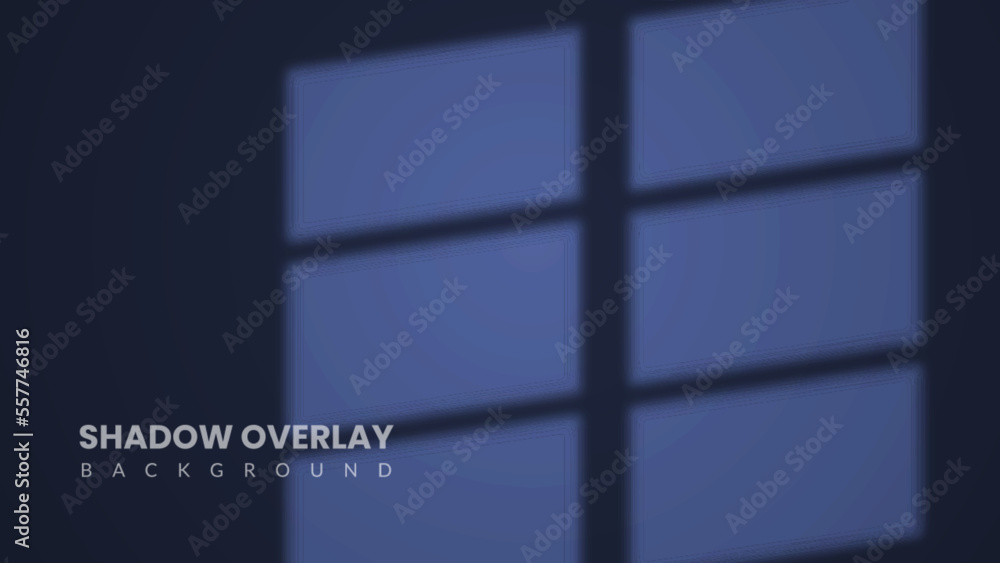 Realistic shadow overlay background. Dark room interior with moonlight ...