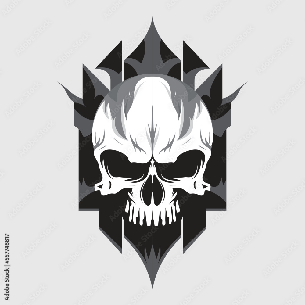 Human skull logo sign vector illustration. Demon monster skull ...