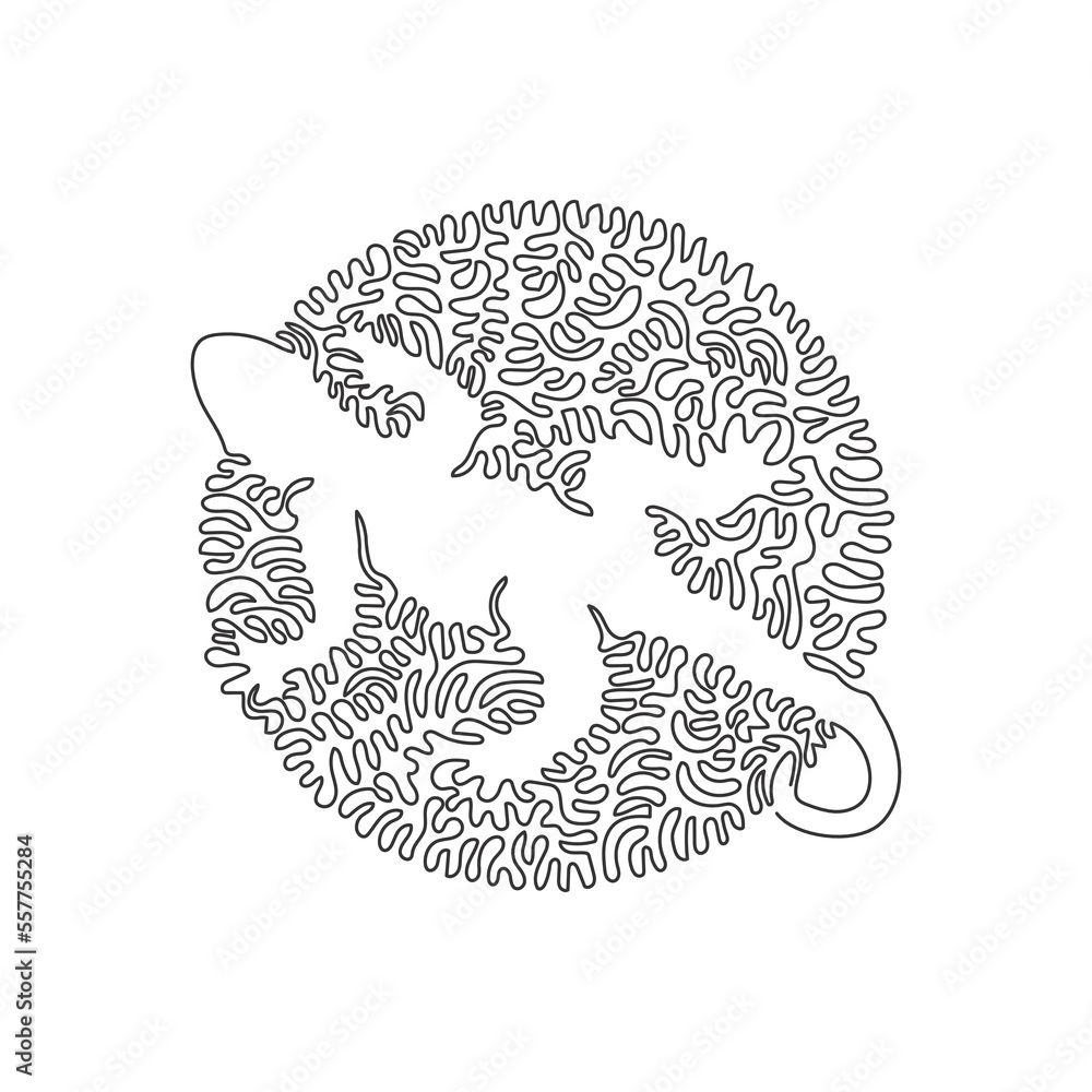 Continuous curve one line drawing of beautiful lizard abstract art in ...