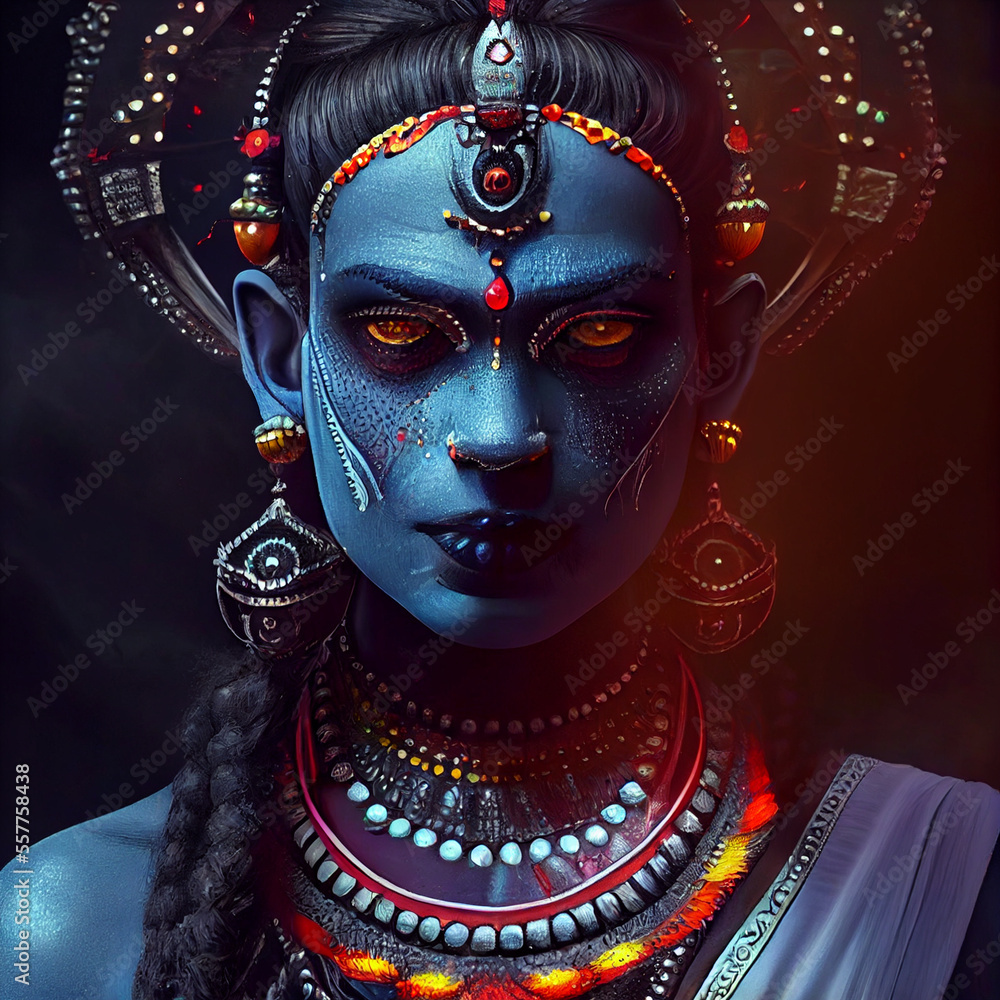 Goddess Kali portrait illustration. Hindu god Mahakali, Bhadrakali, or ...