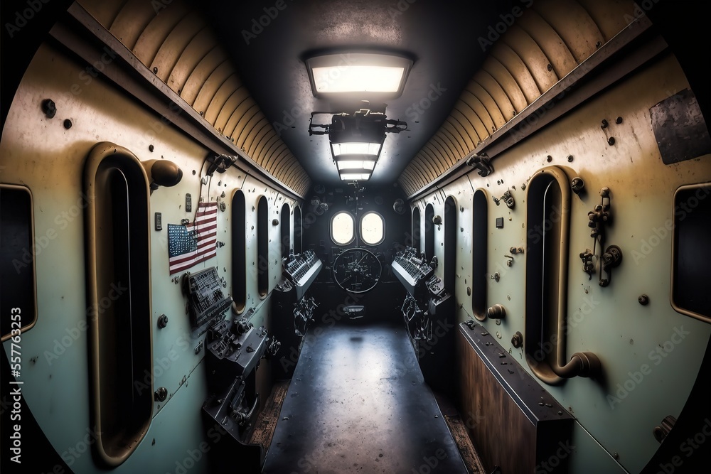 Views inside the USS Bowfin submarine of the United States Navy. Since ...