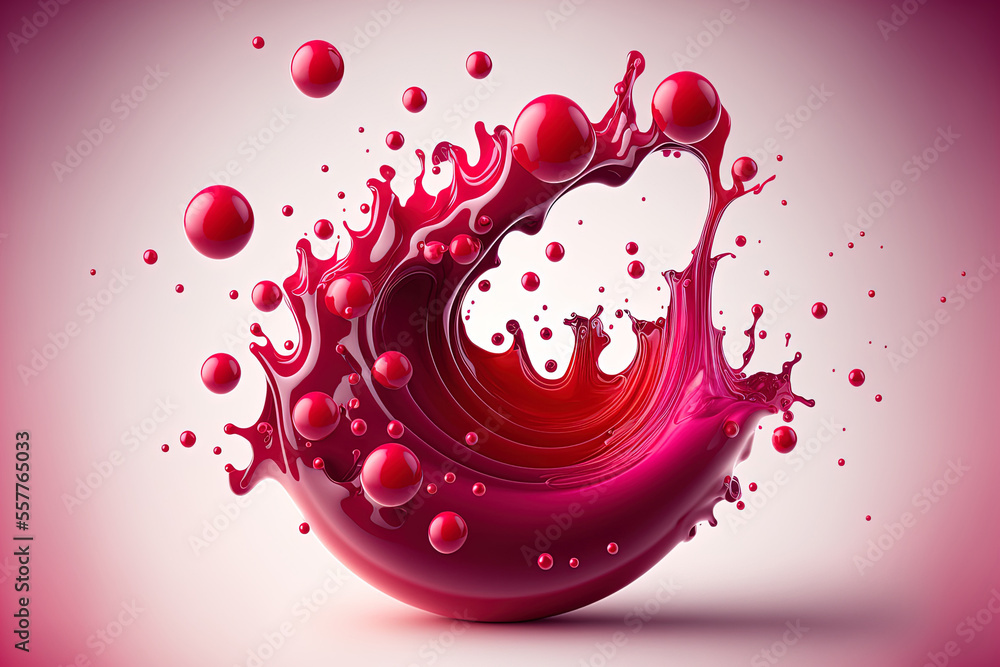 A realistic liquid swirl in a that looks like red wine or juice. Red ...