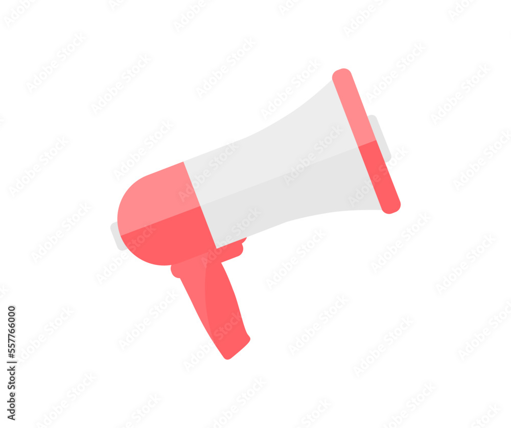 Red and white megaphone, electric megaphone with sound or marketing ...